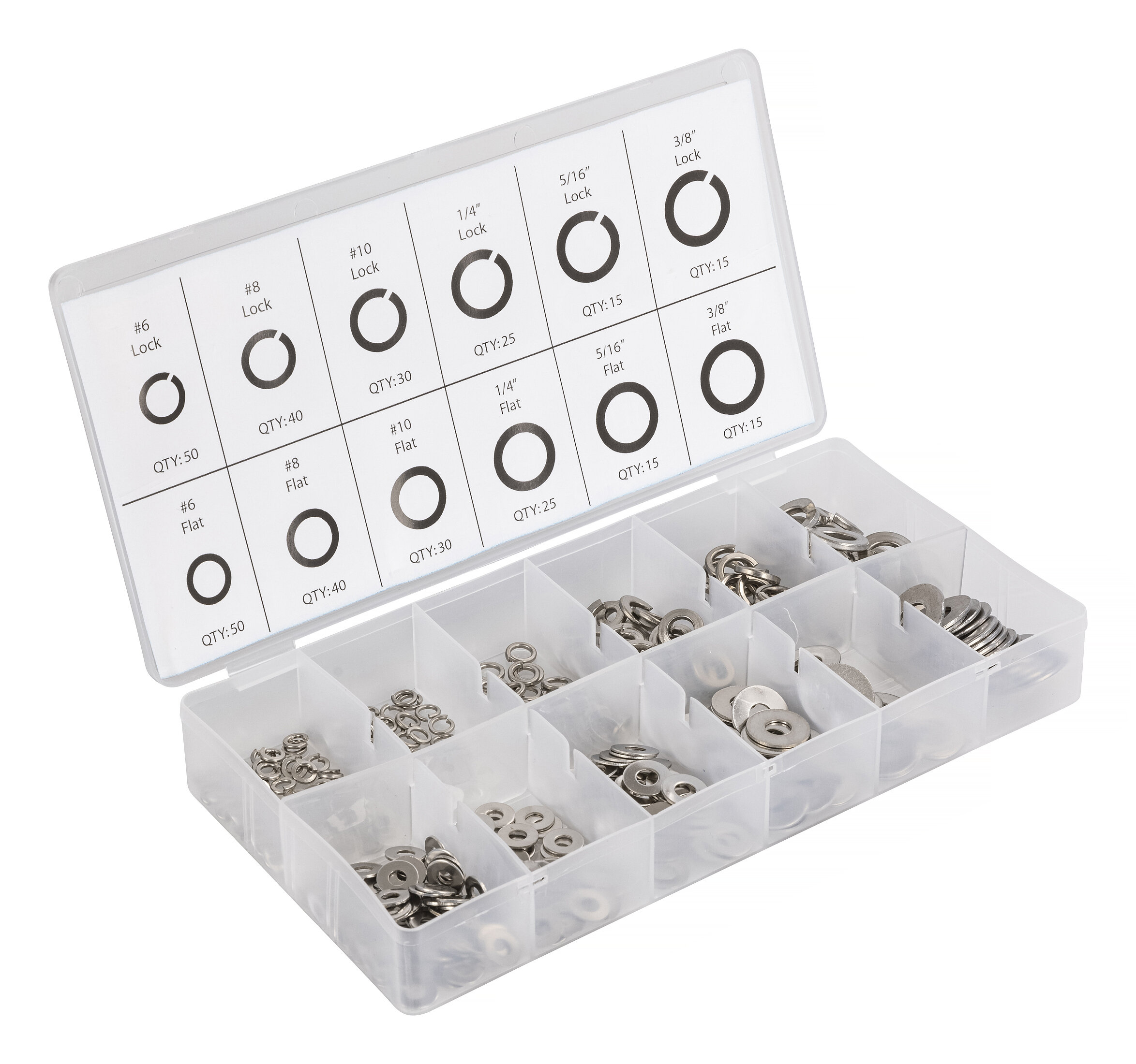 Køb Verktygsboden Skiver rustfri, sæt, 350 stk. - Verktygsboden