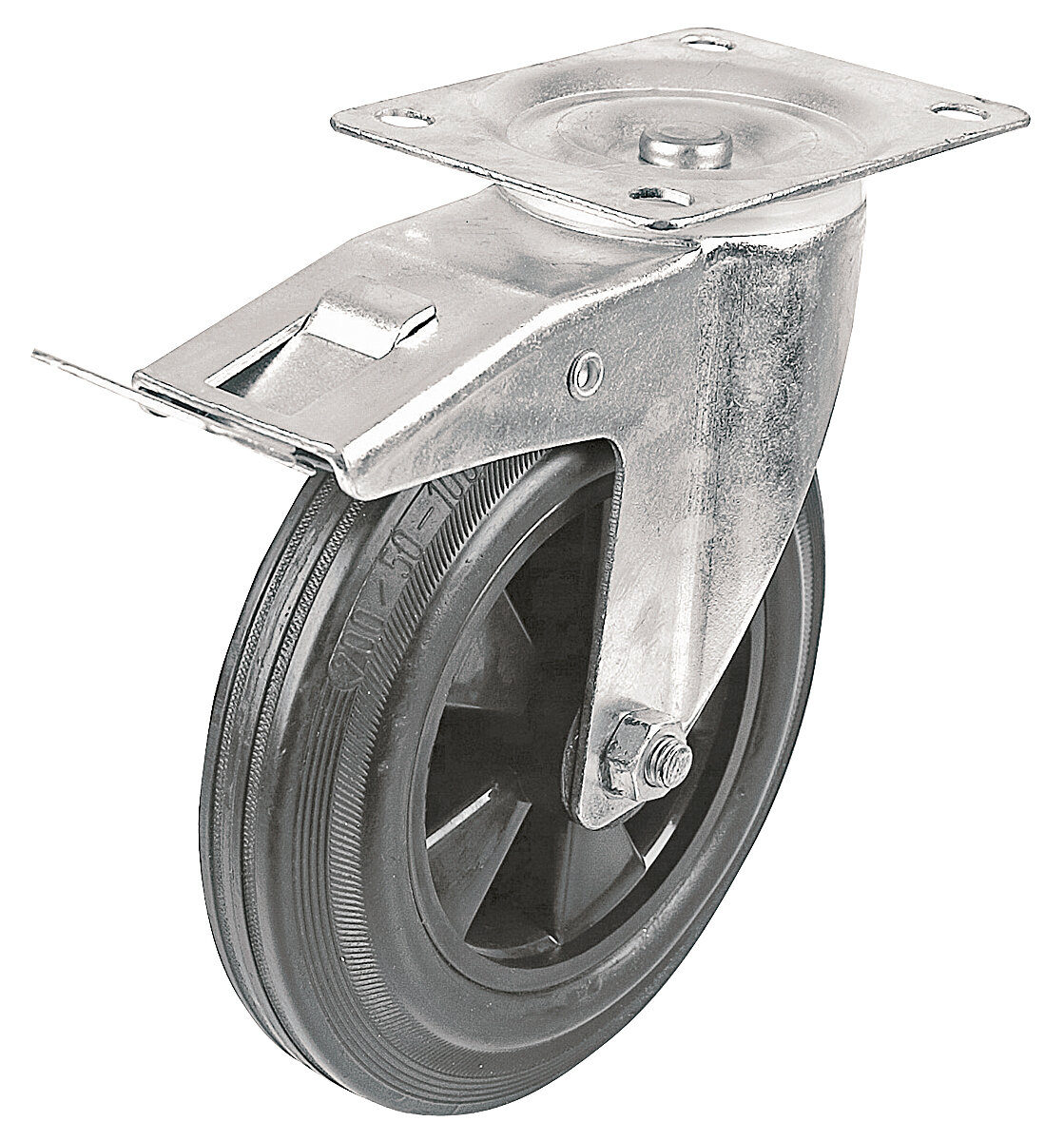 Køb Swede-Wheel Industrihjul med plade & totalbremse, sort bane ...